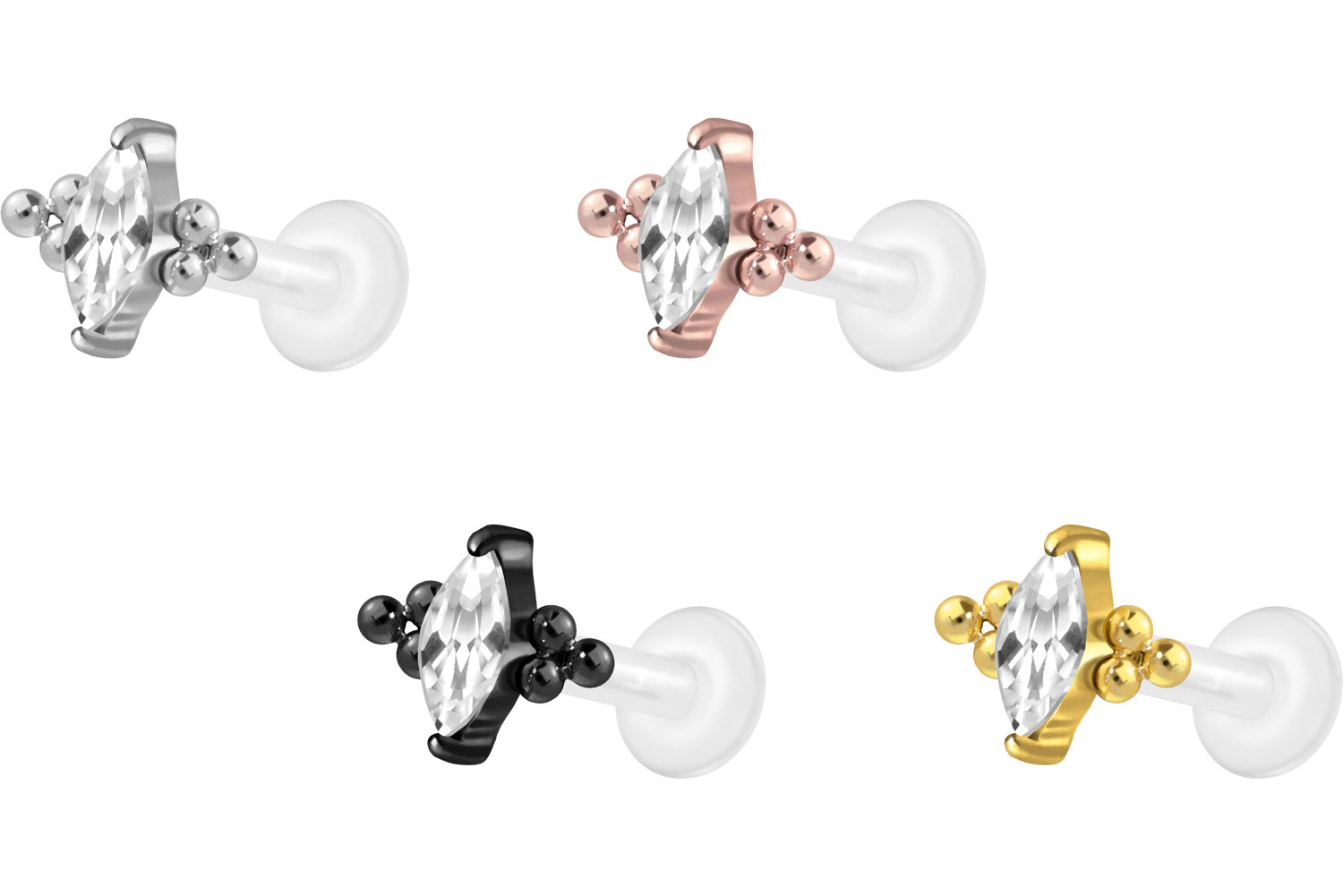 PTFE labret with internal thread + titanium attachment CRYSTAL DROP + 6 ...